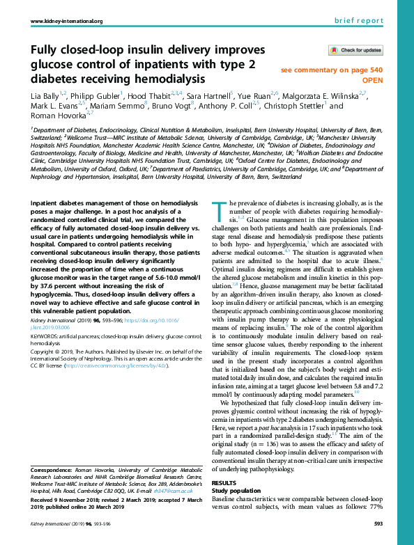 (PDF) Fully closed-loop insulin delivery Improves glucose control of ...