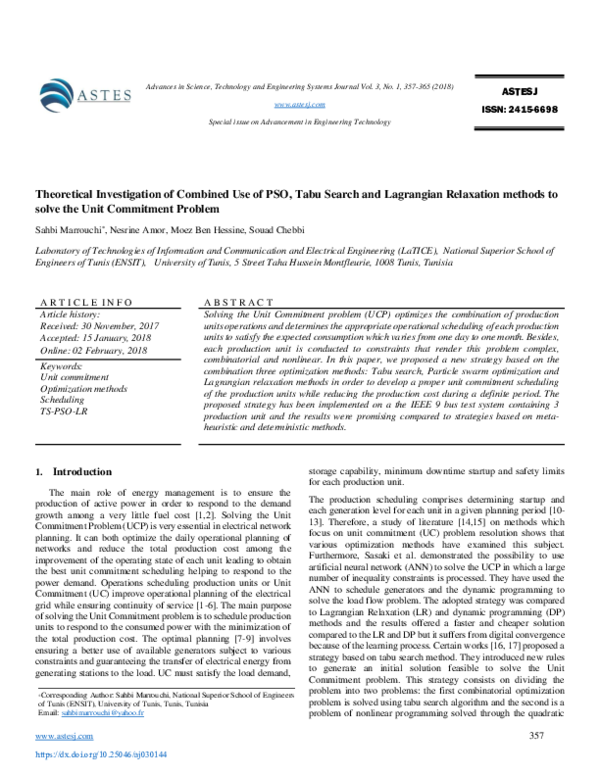 (PDF) Theoretical Investigation of Combined Use of PSO, Tabu Search and Lagrangian Relaxation ...