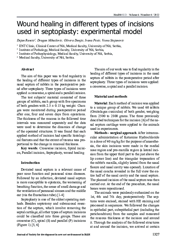 (PDF) Wound healing in different types of incisions used in septoplasty ...