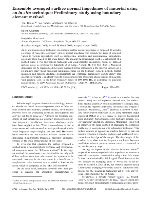(PDF) Ensemble averaged surface normal impedance of material using an ...