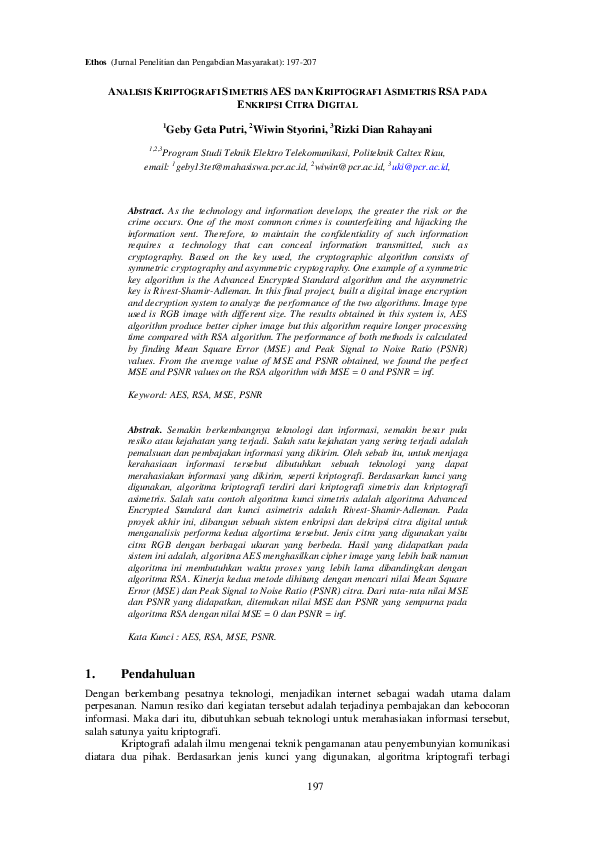 (PDF) Analisis Kriptografi Simetris AES dan Kriptografi Asimetris RSA ...