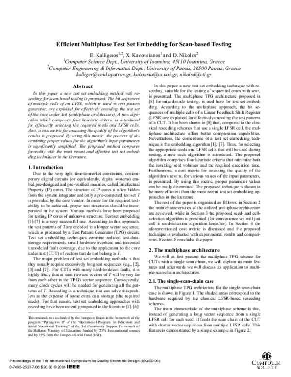 Pdf Efficient Multiphase Test Set Embedding For Scan Based Testing