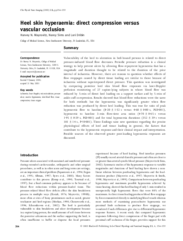 (PDF) Heel skin hyperaemia: direct compression versus vascular occlusion