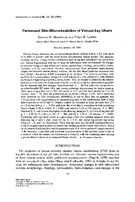 (PDF) Periwound skin microcirculation of venous leg ulcers | Harvey ...