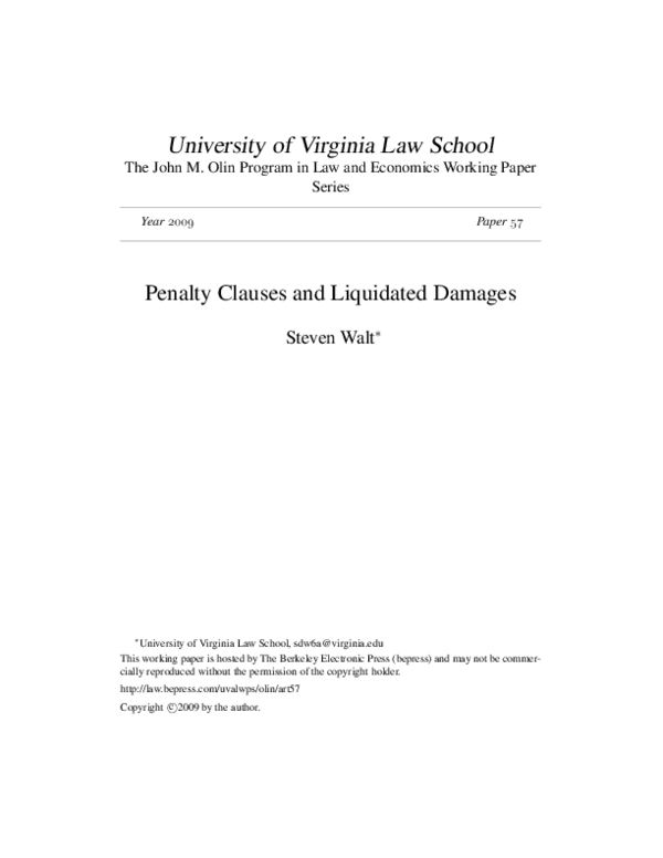 (PDF) Penalty clauses and liquidated damages