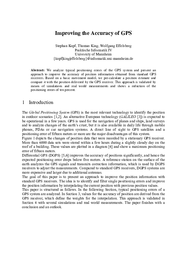 (PDF) Improving the Accuracy of GPS