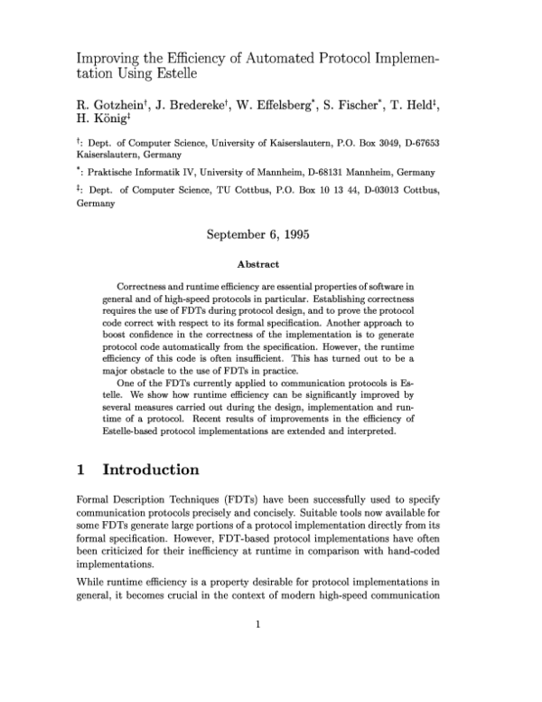 Improving The Efficiency Of Automated Protocol Implementation Using Estelle 