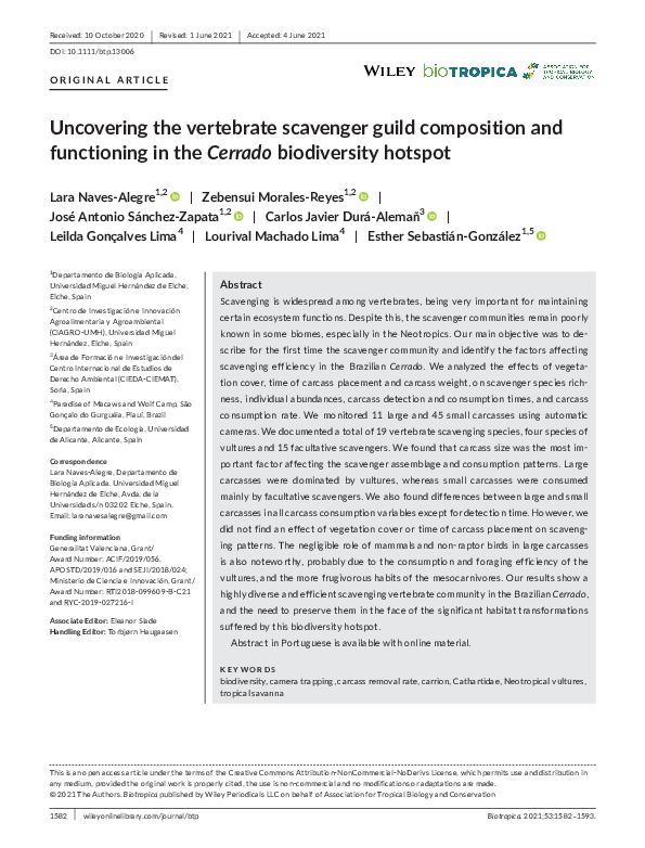 (PDF) Uncovering the vertebrate scavenger guild composition and ...