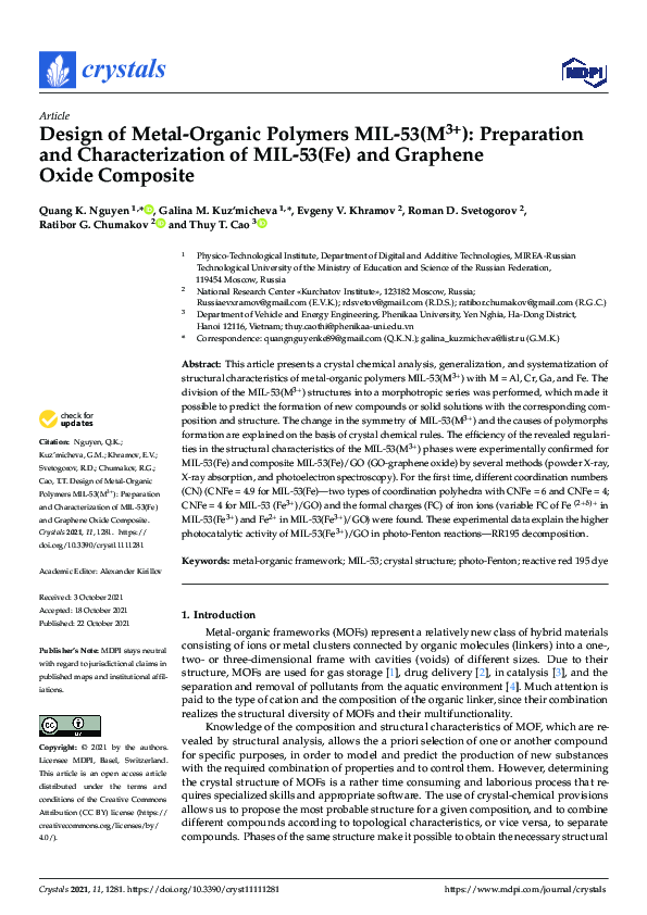 (PDF) Design of Metal-Organic Polymers MIL-53(M3+): Preparation and ...