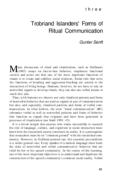 (PDF) Trobriand Islanders’ Forms of Ritual Communication