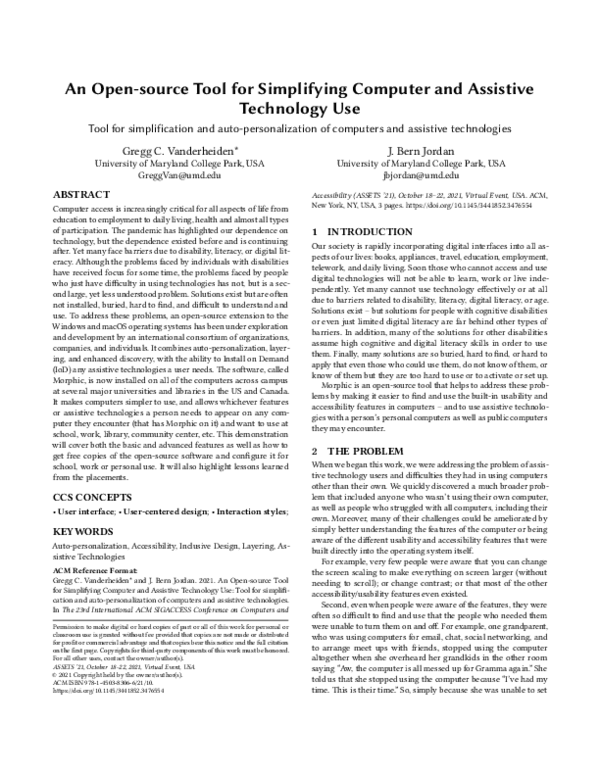 Pdf An Open Source Tool For Simplifying Computer And Assistive