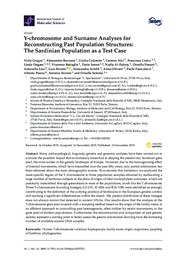 (PDF) Y-chromosome and Surname Analyses for Reconstructing Past ...