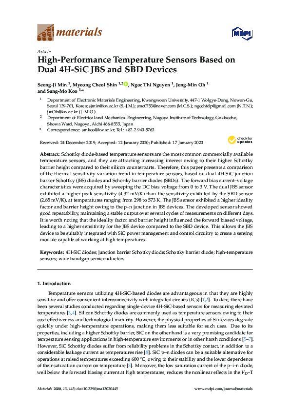 (PDF) High-Performance Temperature Sensors Based on Dual 4H-SiC JBS and SBD Devices