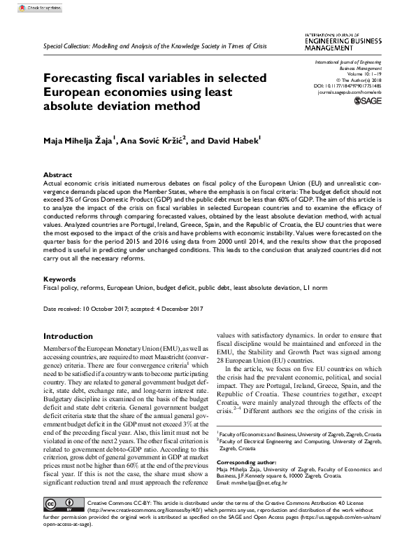 (PDF) Forecasting fiscal variables in selected European economies using least absolute deviation ...