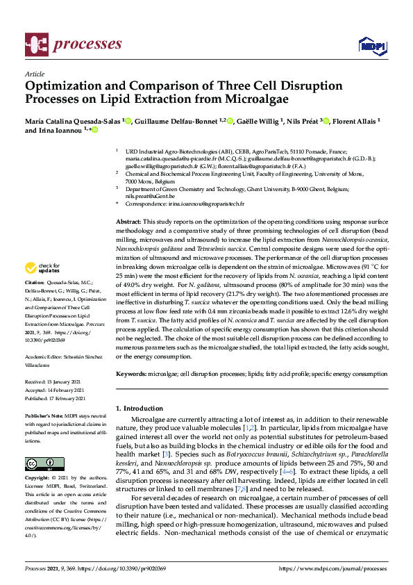 (PDF) Optimization and Comparison of Three Cell Disruption Processes on ...
