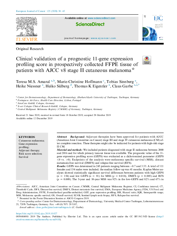 (PDF) Clinical validation of a prognostic 11-gene expression profiling score in prospectively ...