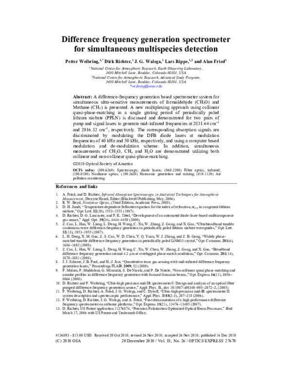 (PDF) Difference frequency generation spectrometer for simultaneous ...