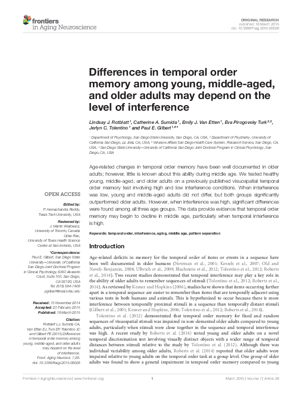 (PDF) Differences in temporal order memory among young, middle-aged, and older adults may depend ...