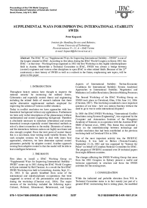 (PDF) Supplemental Ways for Improving International Stability Swiis