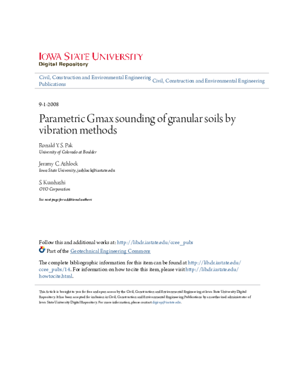 (PDF) Parametric Gmax sounding of granular soils by vibration methods
