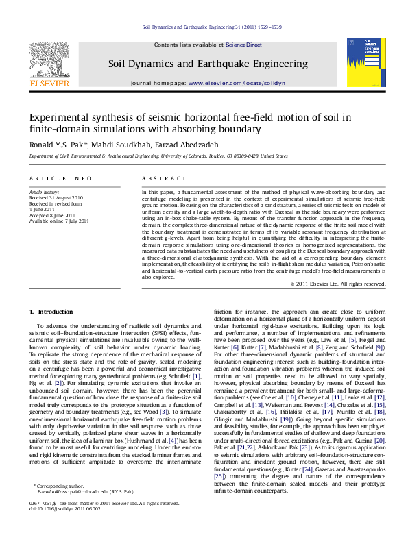 (PDF) Seismic Free-Field Motion in Finite Domain Soil