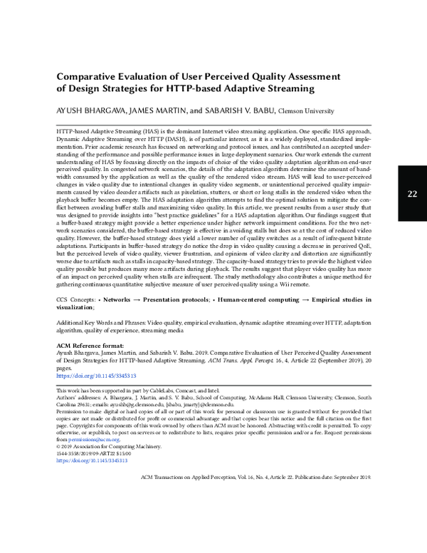 (PDF) Comparative Evaluation of User Perceived Quality Assessment of Design Strategies for HTTP ...