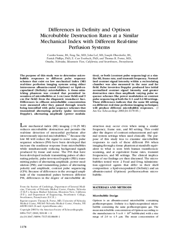 (PDF) Differences in definity and optison microbubble destruction rates ...