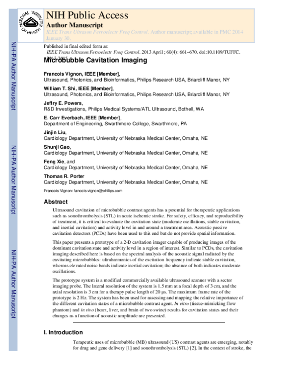 (PDF) Microbubble cavitation imaging