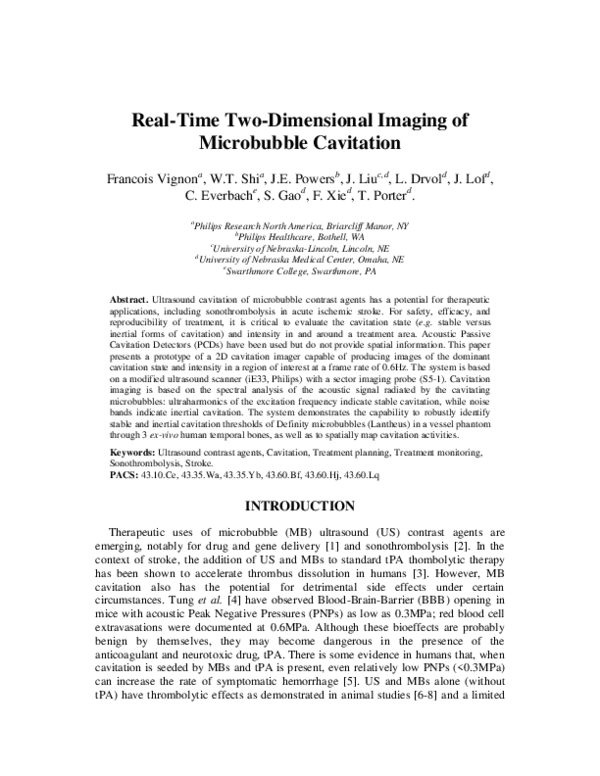 (PDF) Real-time two-dimensional imaging of microbubble cavitation