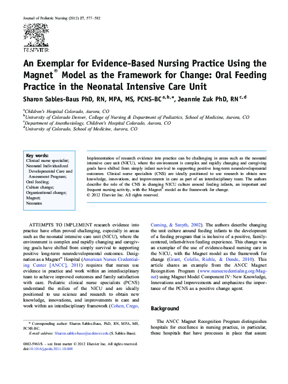 (PDF) Transforming NICU Feeding with Magnet® Framework