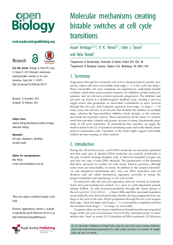 (PDF) Molecular mechanisms creating bistable switches at cell cycle ...
