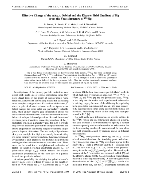 (PDF) Effective Charge of the πh11/2 Orbital and the Electric Field ...