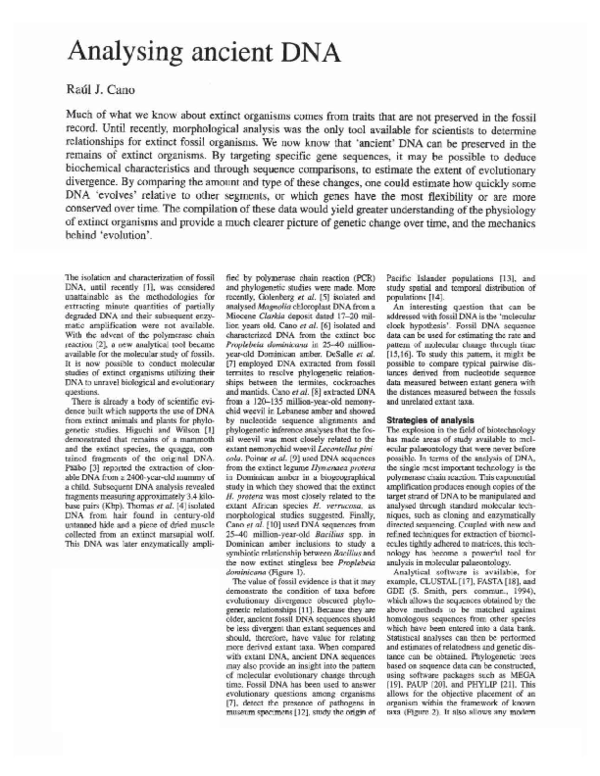 (PDF) Analysing ancient DNA