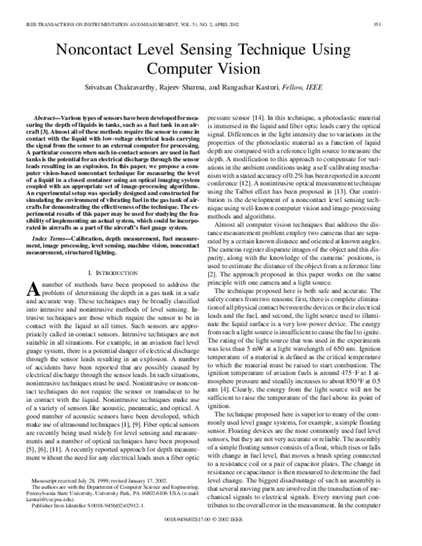 (PDF) Noncontact level sensing technique using computer vision