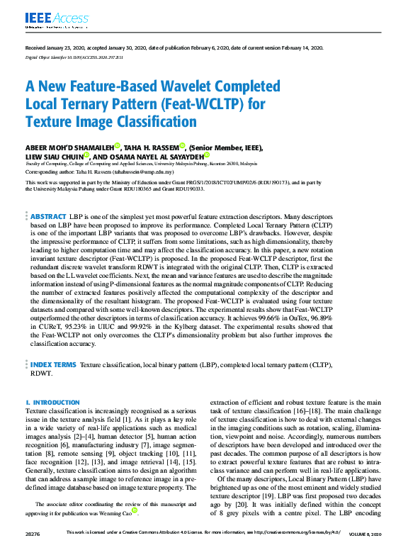 (PDF) A New Feature-Based Wavelet Completed Local Ternary Pattern (Feat-WCLTP) for Texture Image ...