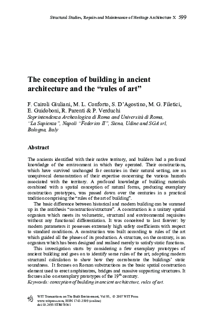 (PDF) The conception of building in ancient architecture and the “rules ...