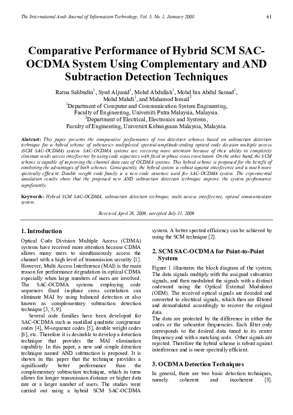 (PDF) Hybrid SCM SAC-OCDMA System: Performance of Detection Techniques