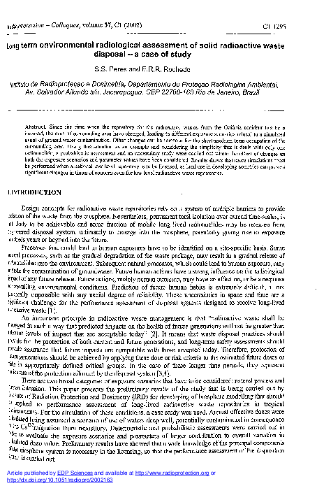 (PDF) Long term environmental radiological assessment of solid ...