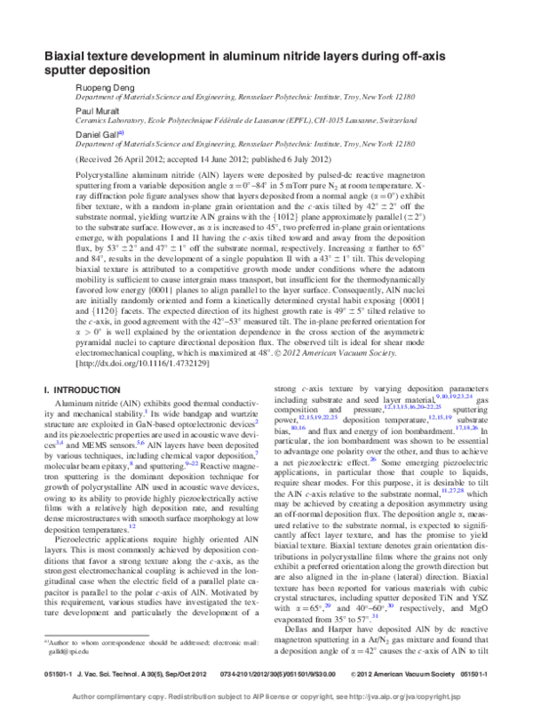 (PDF) Biaxial texture development in aluminum nitride layers during off ...