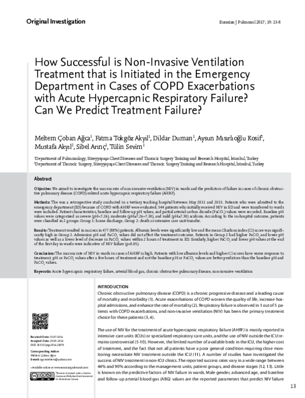 (PDF) Patient Outcome After COPD Exacerbations Requiring Non-invasive ...