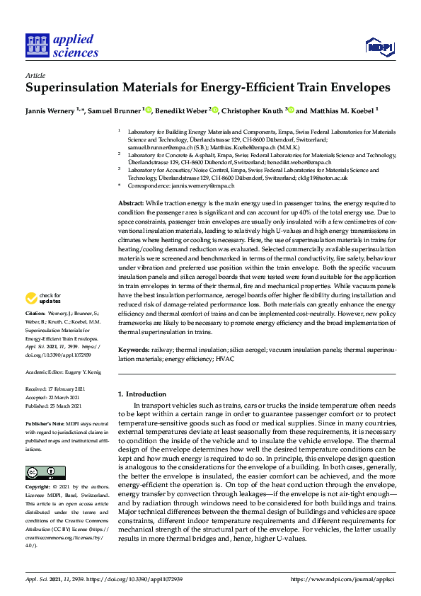 (PDF) Superinsulation Materials for Energy-Efficient Train Envelopes