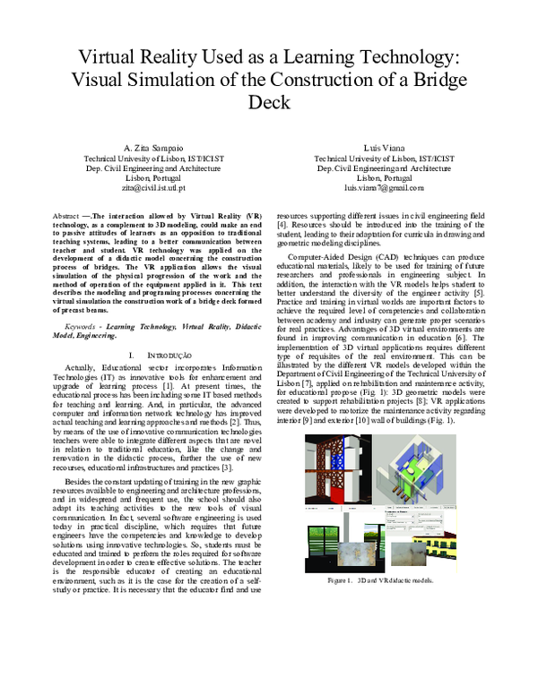 (PDF) Virtual Reality used as a learning technology: Visual simulation ...