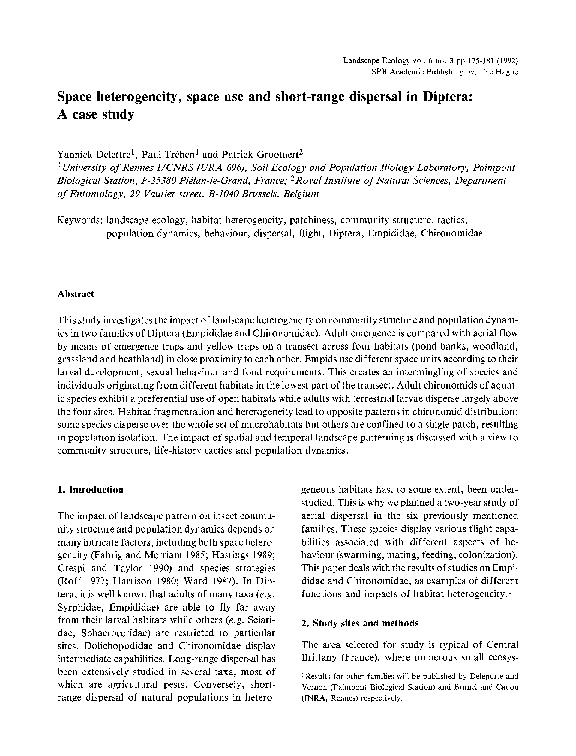 (PDF) Space heterogeneity, space use and short-range dispersal in ...