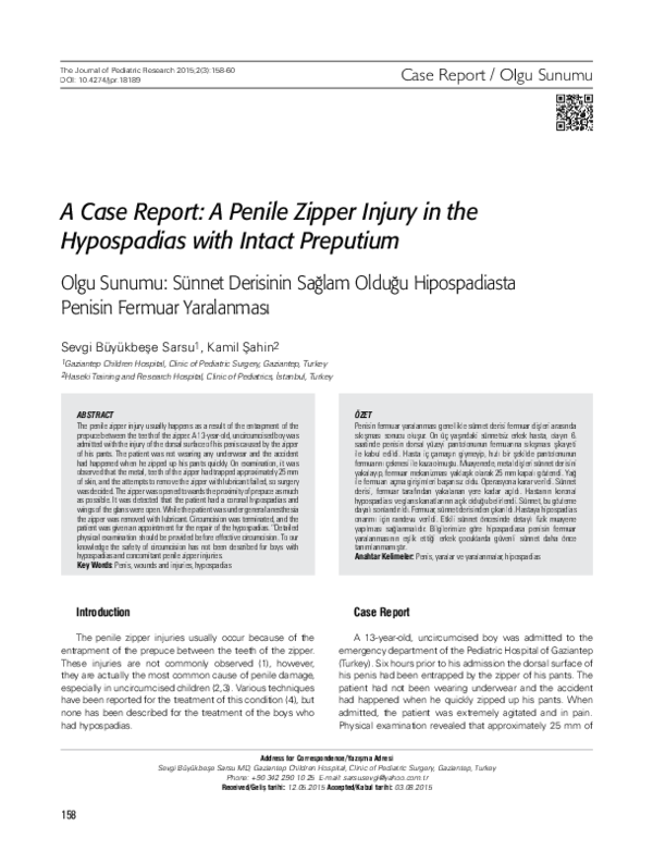 (PDF) A Case Report: A Penile Zipper Injury in the Hypospadias with ...