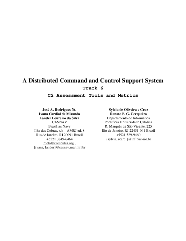(PDF) A Distributed Command and Control Support System