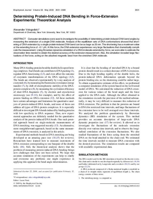 (PDF) Determining Protein-Induced DNA Bending in Force-Extension ...