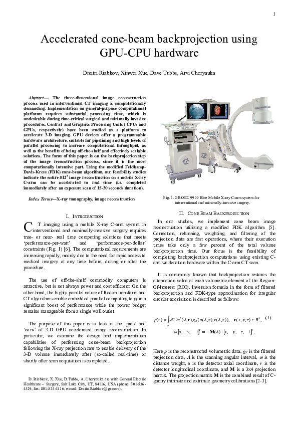 (PDF) Accelerated cone-beam backprojection using GPU-CPU hardware