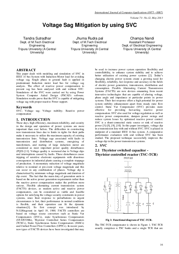 (PDF) Voltage Sag Mitigation by using SVC