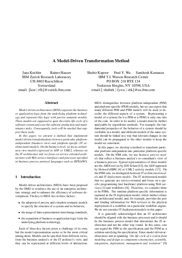 (PDF) A model-driven transformation method