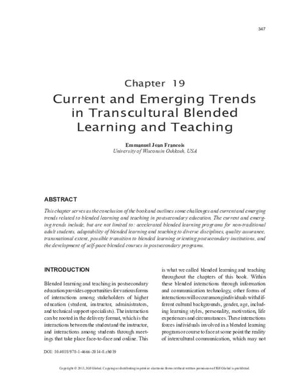 (PDF) Current and Emerging Trends in Transcultural Blended Learning and ...